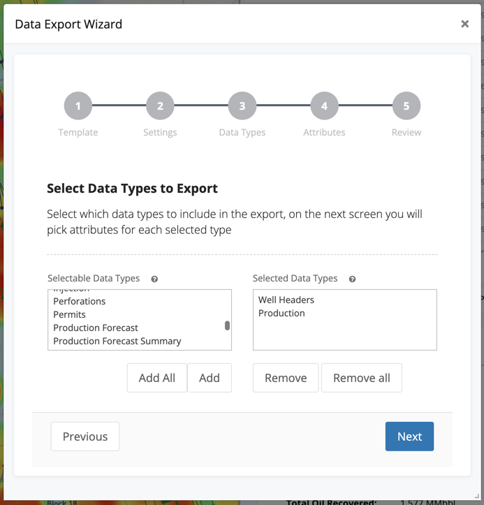 How do I export production data?